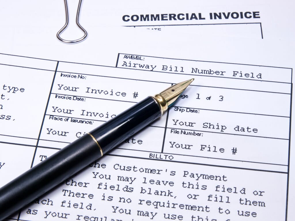 What is included on a commercial invoice?